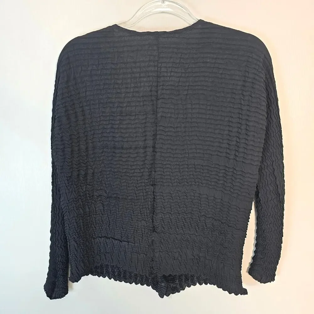 Babette | Tops | Babette Crinkle Textured Black Collarless Snap Jacket ...